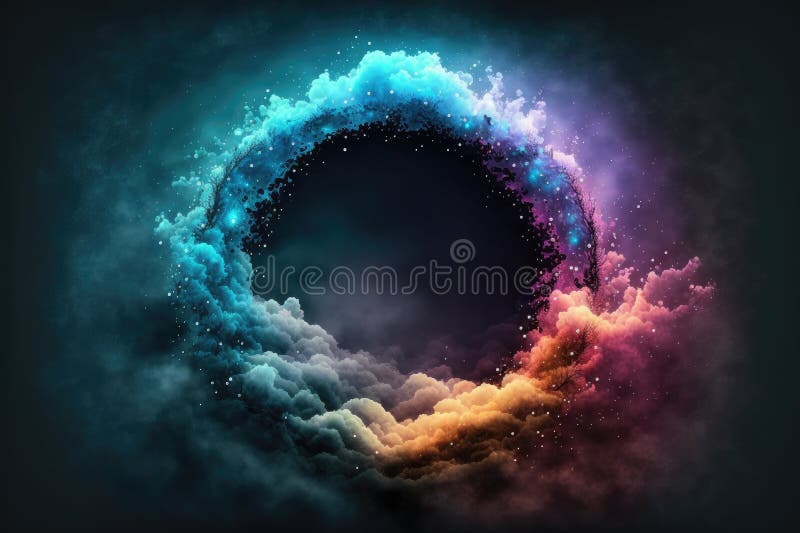 Abstract Design of Circle Shape Clouds with Dying Colorful Particles ...