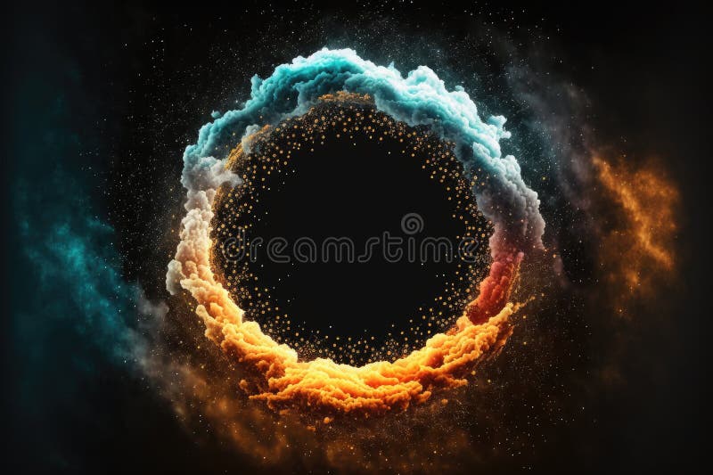 Abstract Design of Circle Shape Clouds with Dying Colorful Particles ...