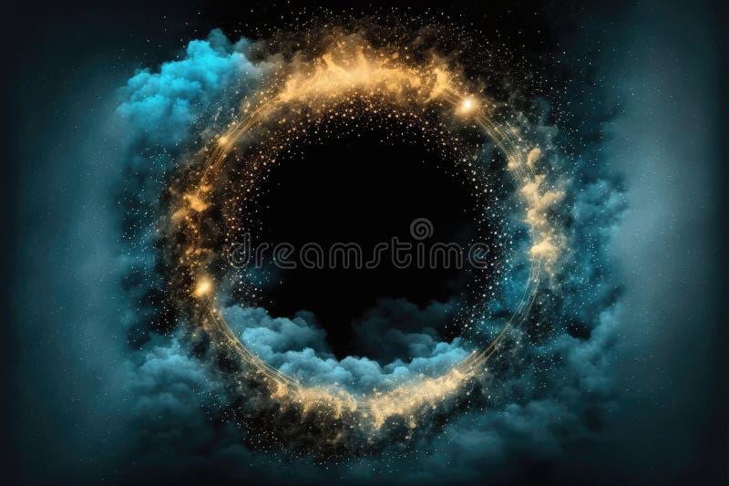 Abstract Design of Circle Shape Clouds with Dying Colorful Particles ...