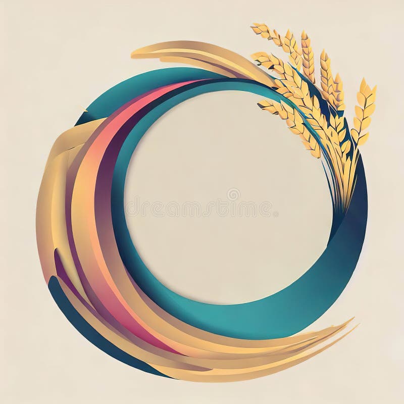 Abstract Design of a Circular Frame with Paddy,rice Around it, Used for ...