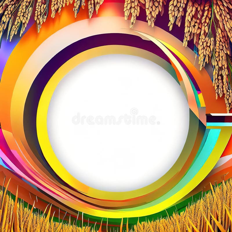 Abstract Design of a Circular Frame with Paddy,rice Around it, Used for ...