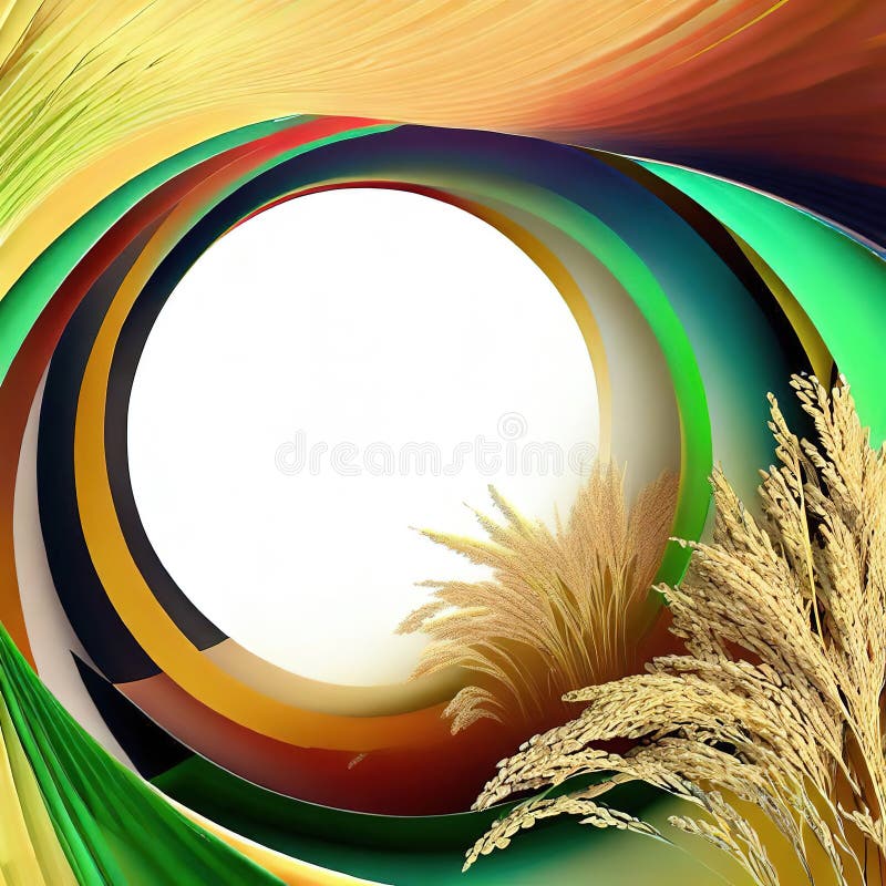 Abstract Design of a Circular Frame with Paddy,rice Around it, Used for ...
