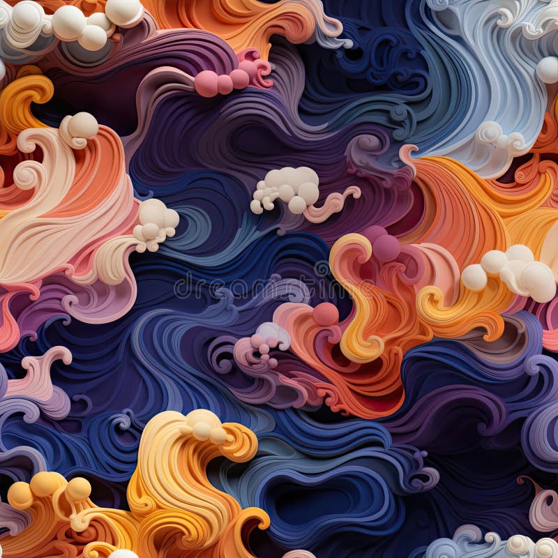 Abstract Design of Colored Clouds, Waves, and Patterns (tiled) Stock ...