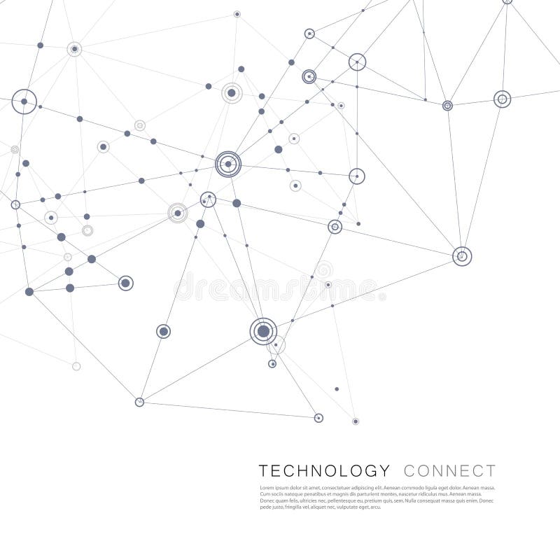 Abstract Design with Compound Lines and Dots. Vector Science Background ...
