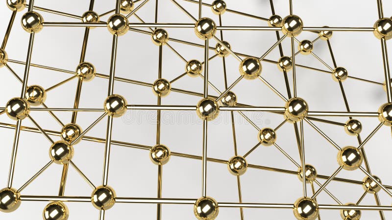 The Abstract Design Connection Design Gold Sphere Network Structure 3d ...