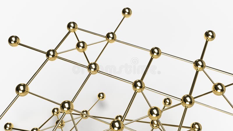 The Abstract Design Connection Design Gold Sphere Network Structure 3d ...