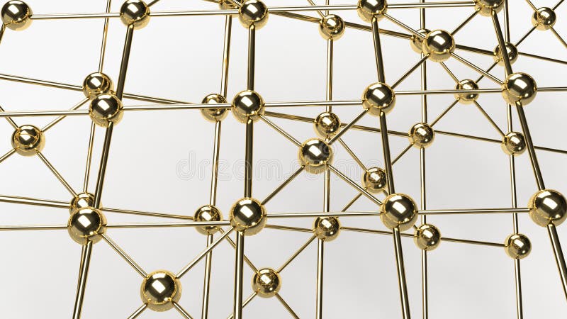 The Abstract Design Connection Design Gold Sphere Network Structure 3d ...