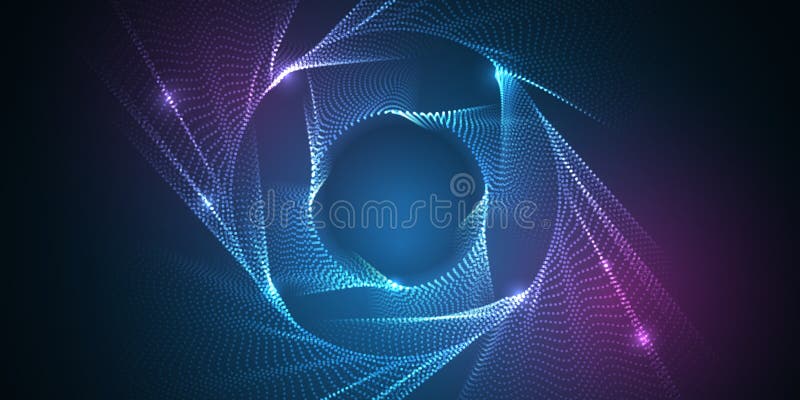 Abstract Design Consisting of Particles of Dots and Lines on a Blue ...