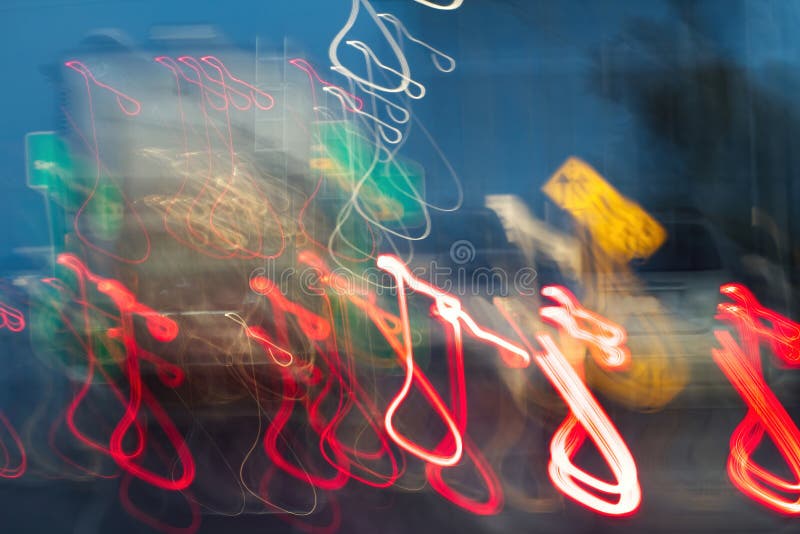 Abstract Design Created by Car Lights and Traffic Signs Stock Photo ...