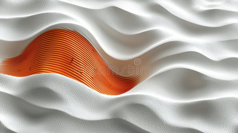 Abstract Design of Curved Textures with Orange Highlights in White ...