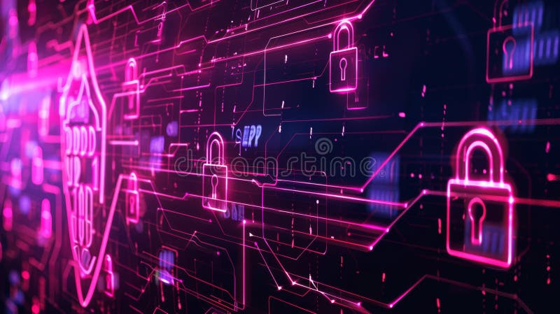 Abstract Design with Cybersecurity Themes. Stock Illustration ...