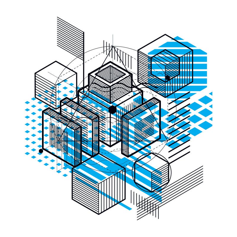 Abstract Design with 3d Linear Mesh Shapes and Figures, Vector I Stock ...