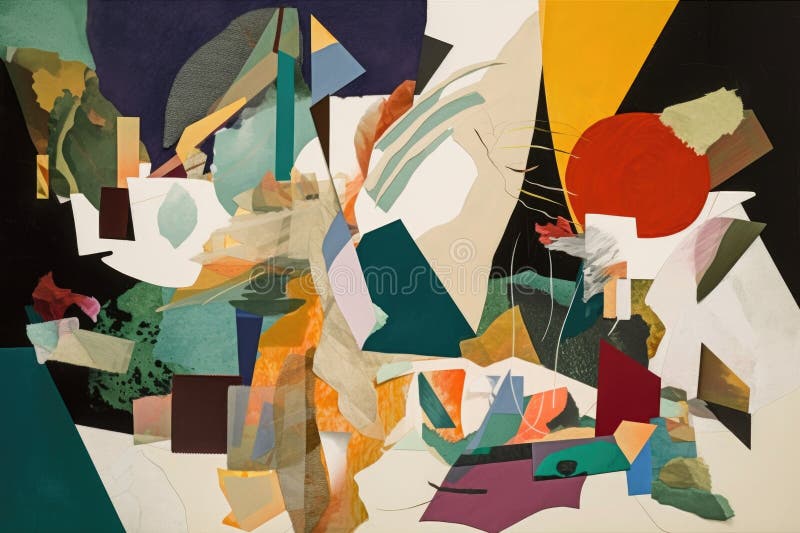 Abstract Design of Deconstructed and Fragmented Shapes, with a Collage ...
