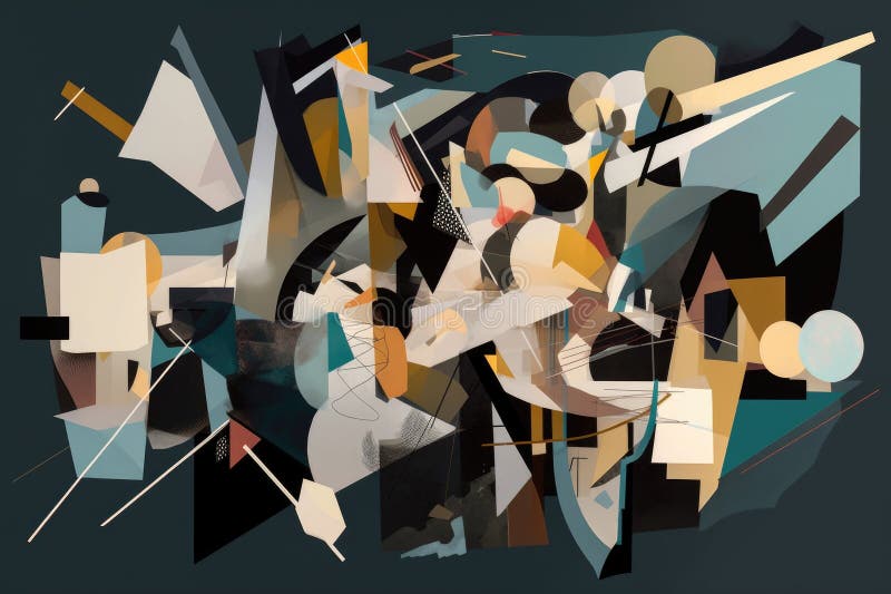 Abstract Design with Deconstructed and Fragmented Shapes, Each Element ...