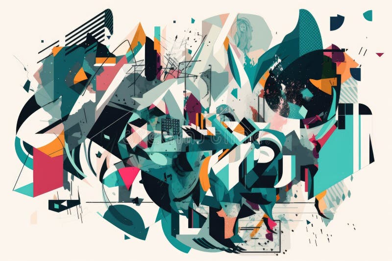 Abstract Design with Deconstructed and Fragmented Shapes, Each Element ...