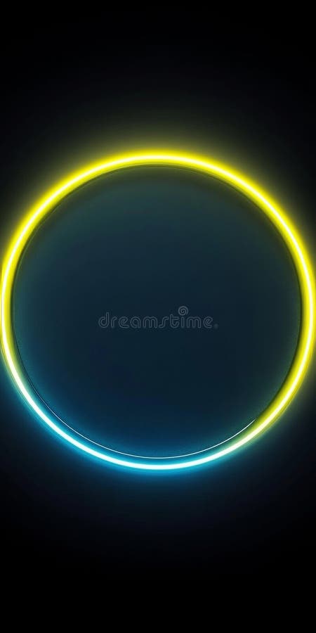 Abstract Design Element Neon Yellow and Blue Circle on a Dark ...