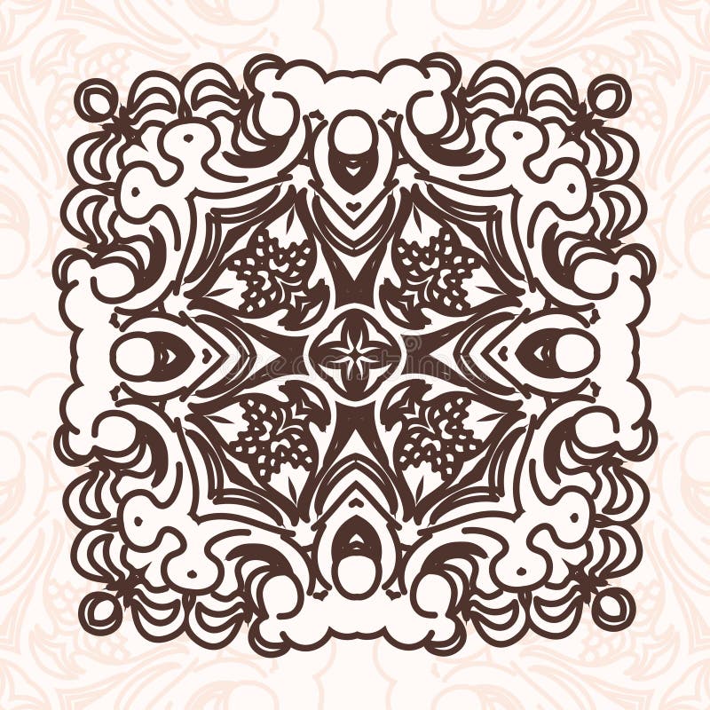 Abstract Design Element. Square Mandala in Vector. Graphic Template for ...