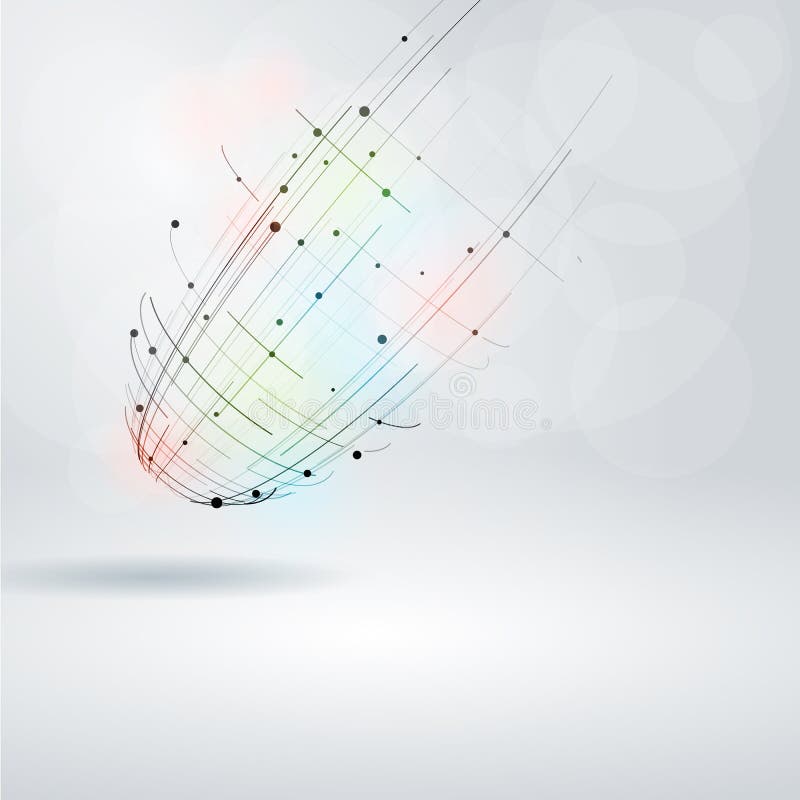 Abstract Design Element Wireframe Object With Lines And Dots Stock