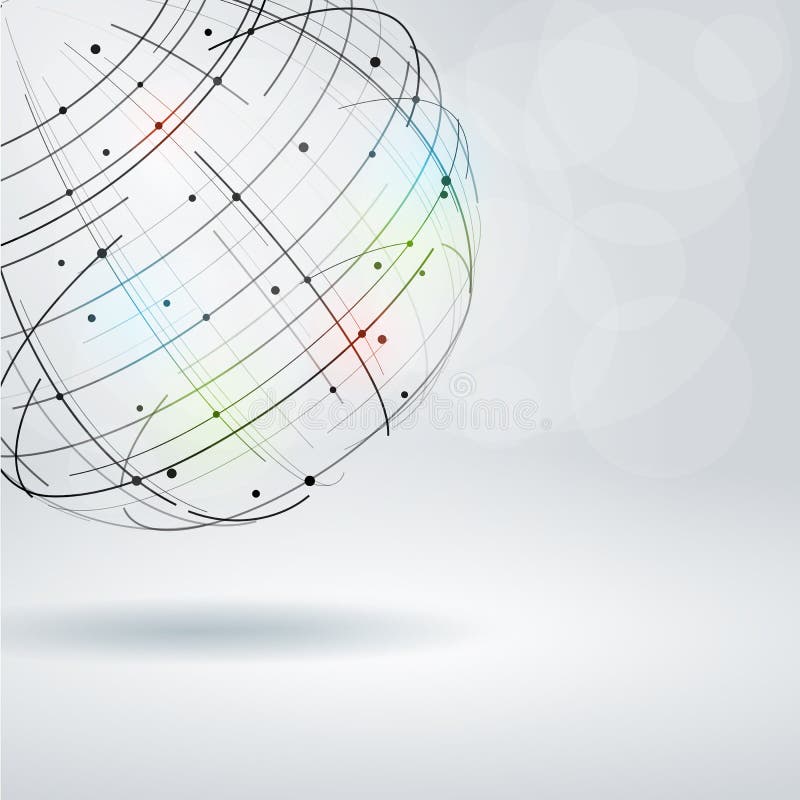 Abstract Design Element Wireframe Object With Lines And Dots Stock