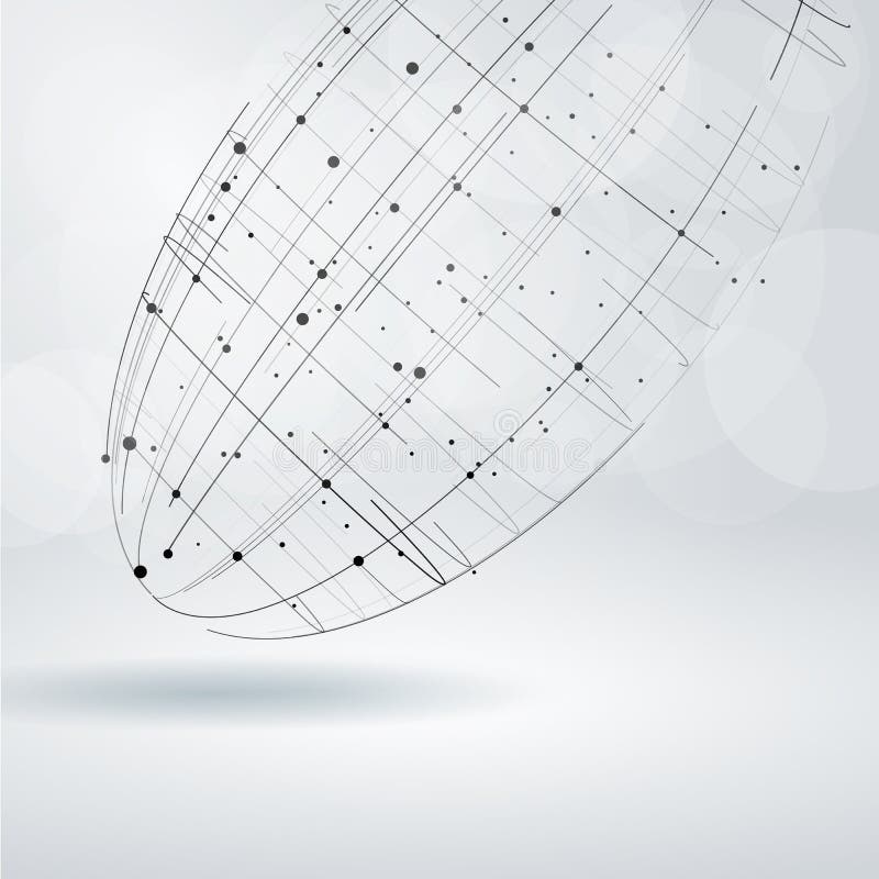 Abstract Design Element Wireframe Object With Lines And Dots Stock