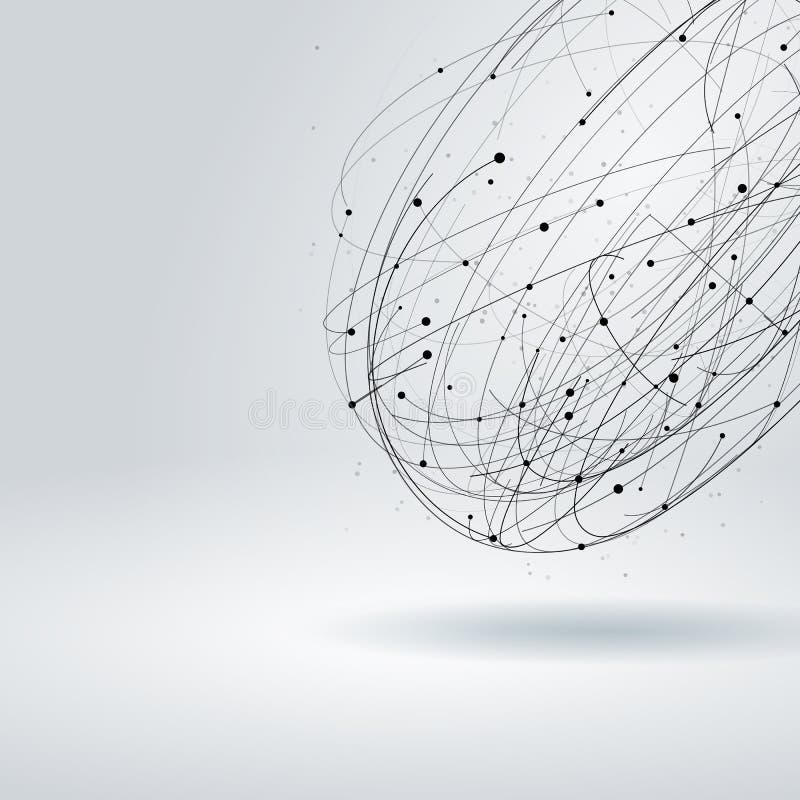 Abstract Design Element Wireframe Object With Lines And Dots Stock Vector Illustration Of