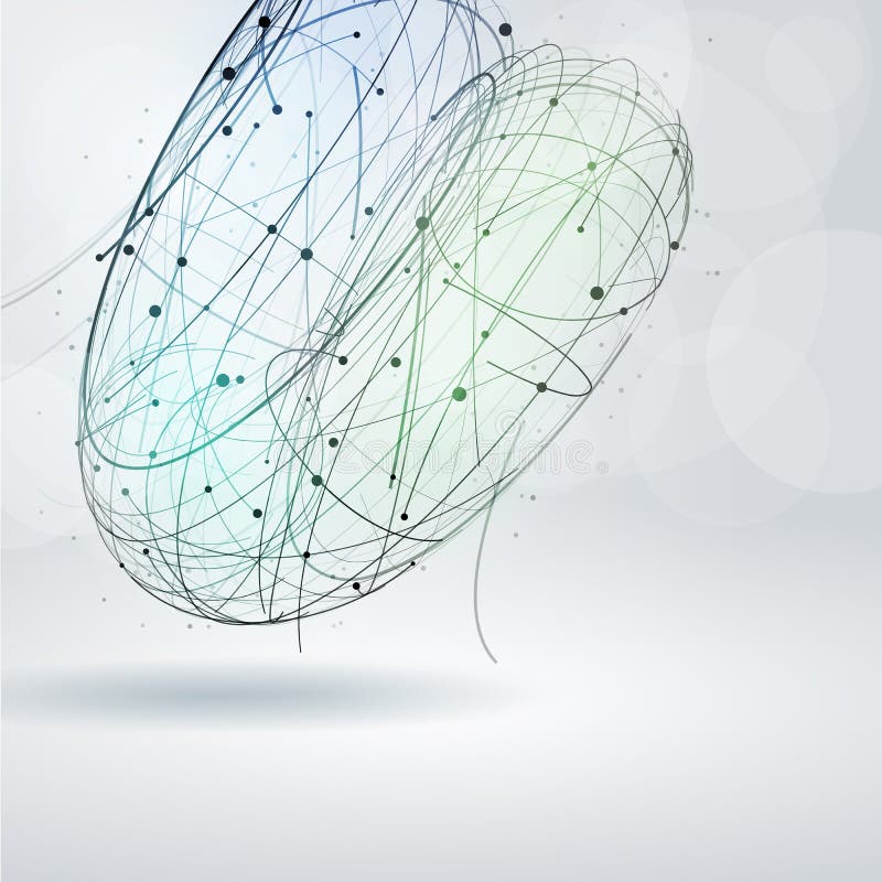 Abstract Design Element Wireframe Object With Lines And Dots Stock Vector Illustration Of