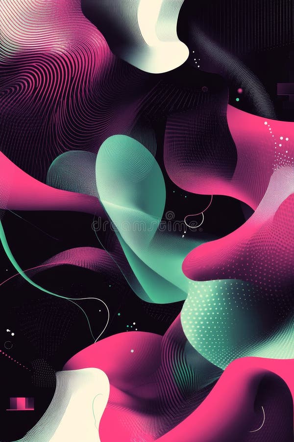 Abstract Design Elements in Red, Green and Violet on White and Black ...