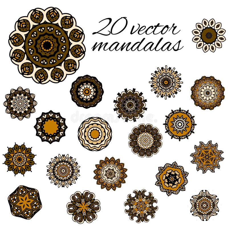 Abstract Design Elements. Set of Round Mandalas in Vector Stock Vector ...