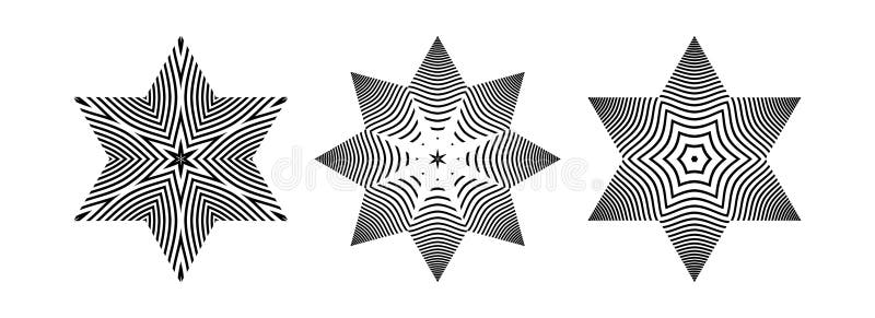 Abstract Design Elements in Star Shape. Lines Patterns Set Stock Vector ...