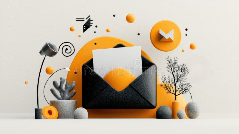 Abstract Design with Envelope and Colorful Shapes Stock Illustration ...
