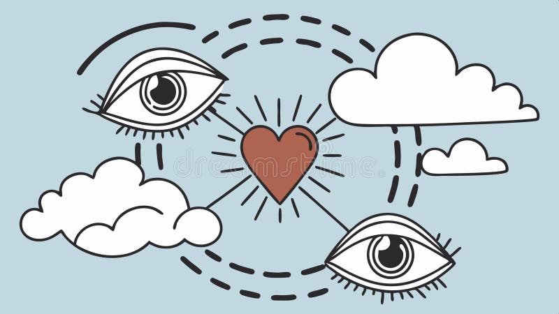 Abstract Design with Eyes Heart and Clouds Spirituality Connection ...