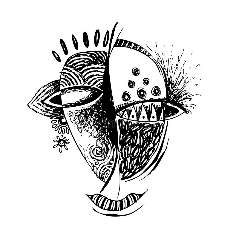 Abstract design face stock vector. Illustration of freehand - 61803817