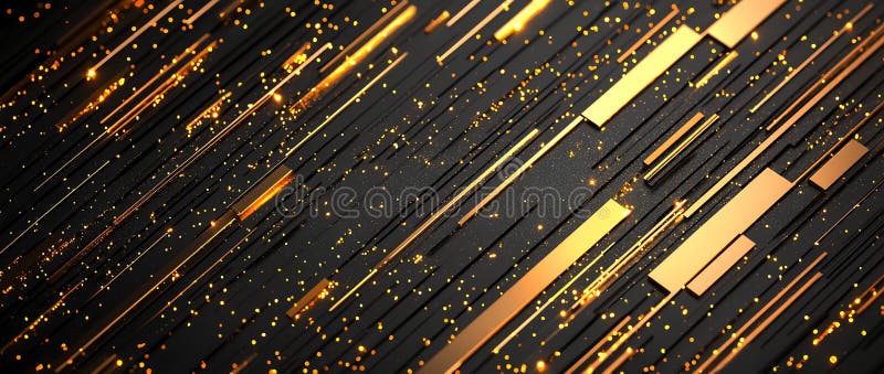 This Abstract Design Features Dynamic Lines of Gold and Black Creating ...
