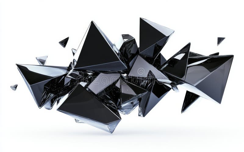 This Abstract Design Features an Explosion of Black Triangles Against a ...