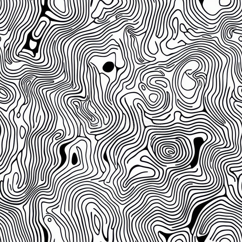 Abstract Black and White Contour Lines on a Light Background Design ...