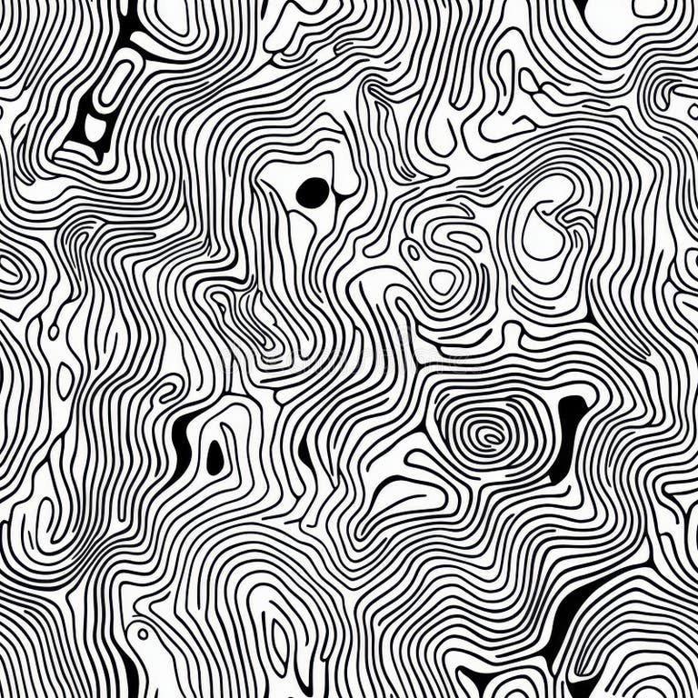 Abstract Black and White Contour Lines on a Light Background Design ...
