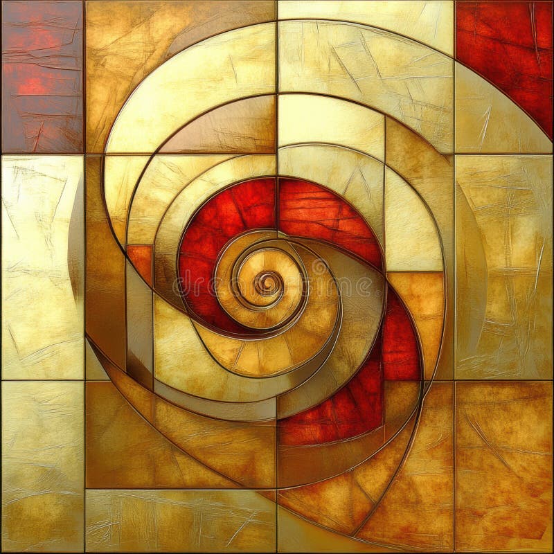 An Abstract Design Features a Golden Spiral Interwoven with Colorful ...