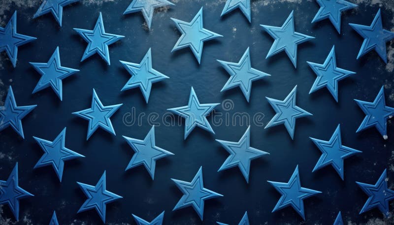 Abstract Design Features Repeating Pattern of Blue Stars on Dark Grunge ...