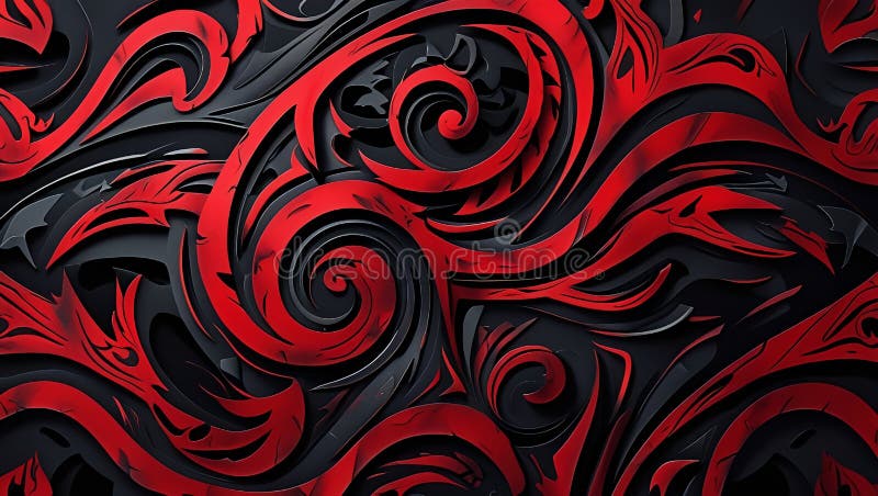 Abstract Red and Black Swirls Stock Illustration - Illustration of ...