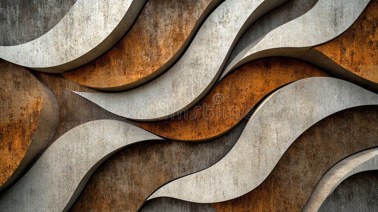 Abstract Design Features Waves of Textured Concrete and Rust-colored ...