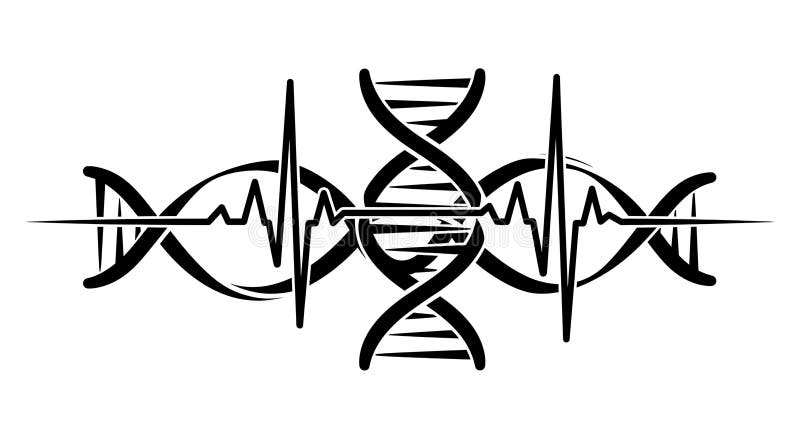 Abstract Design Featuring a Bold Black DNA Double Helix Intertwined ...