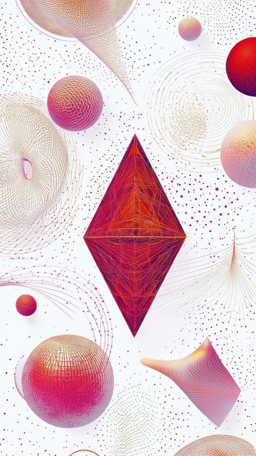 Abstract Design Featuring a Central Diamond Shape Surrounded by Spheres ...