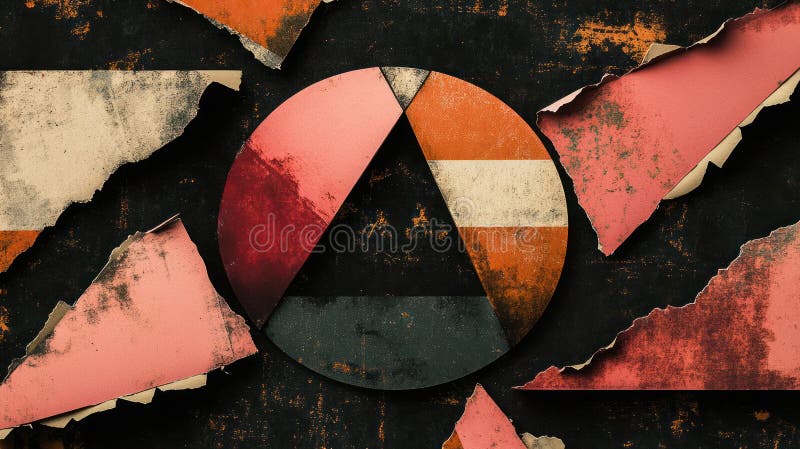 Abstract Design Featuring a Circular Emblem with a Triangle, Surrounded ...