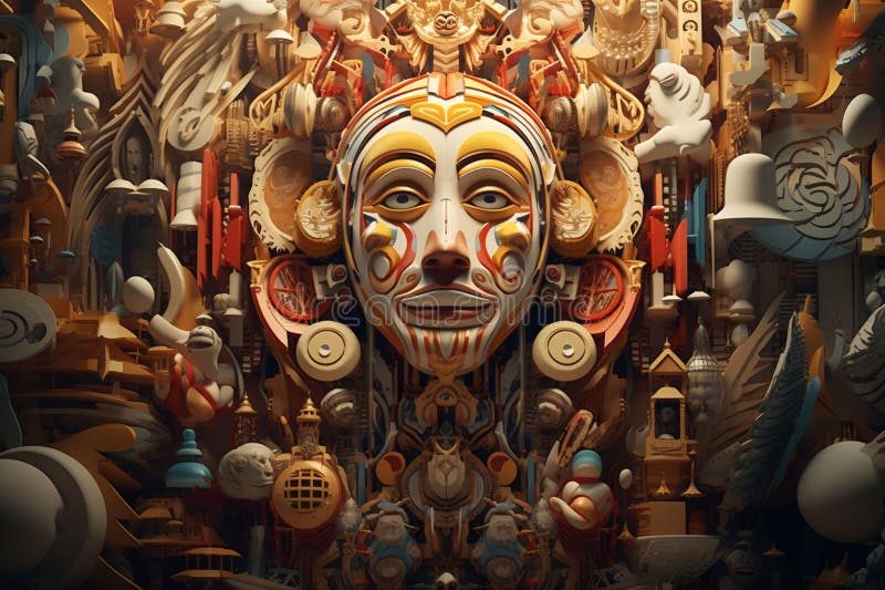 Abstract Design Featuring a Collage of Diverse Stock Illustration ...