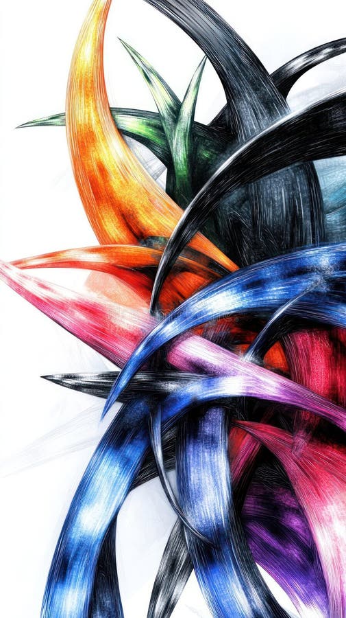 Abstract Design Featuring Colorful, Intertwined Shapes and Lines Stock ...