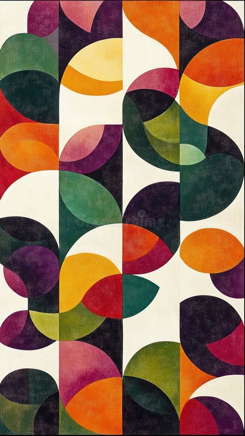 Abstract Design Featuring Colorful, Overlapping Shapes on a Light ...