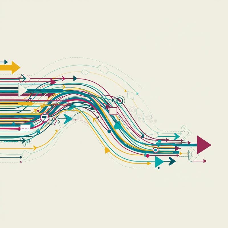 Abstract Design Featuring a Complex Flow of Colorful Arrows and Lines ...
