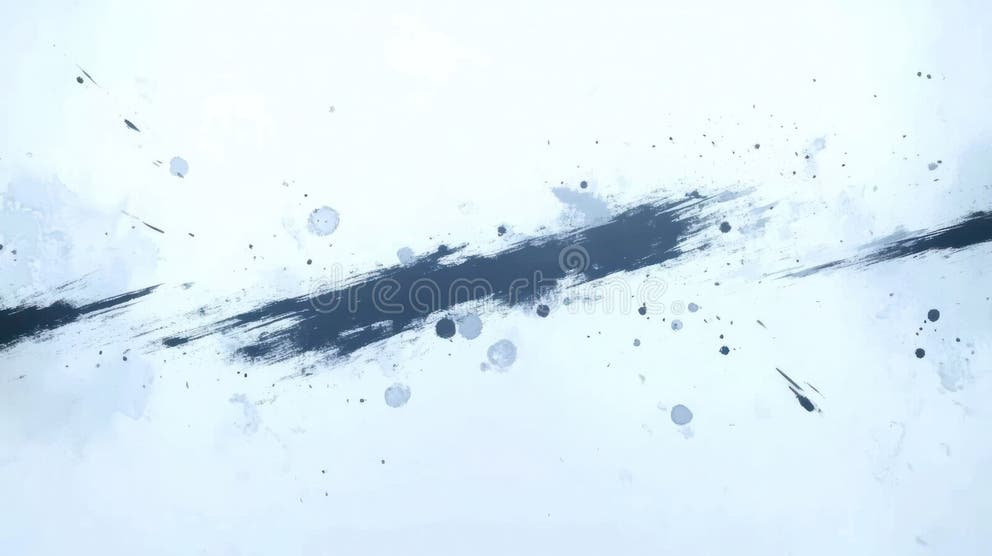 Abstract Blue Ink Wash Painting, Dynamic Brushstrokes and Splashes ...
