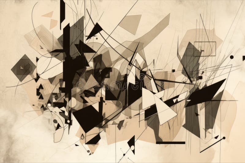 Abstract Design, Featuring Deconstructed and Fragmented Shapes, Against ...