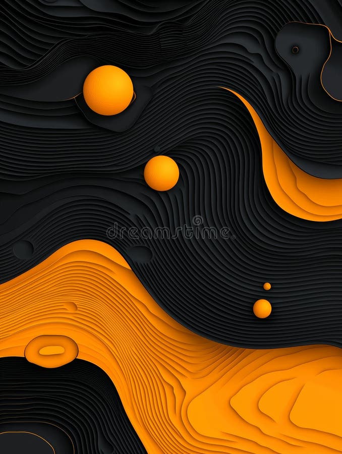 An Abstract Design Featuring Flowing Black and Orange Layers ...